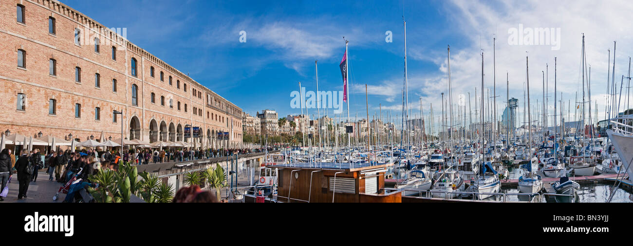 Barcelona Harbour Harbor Panorama Stock Photo - Alamy