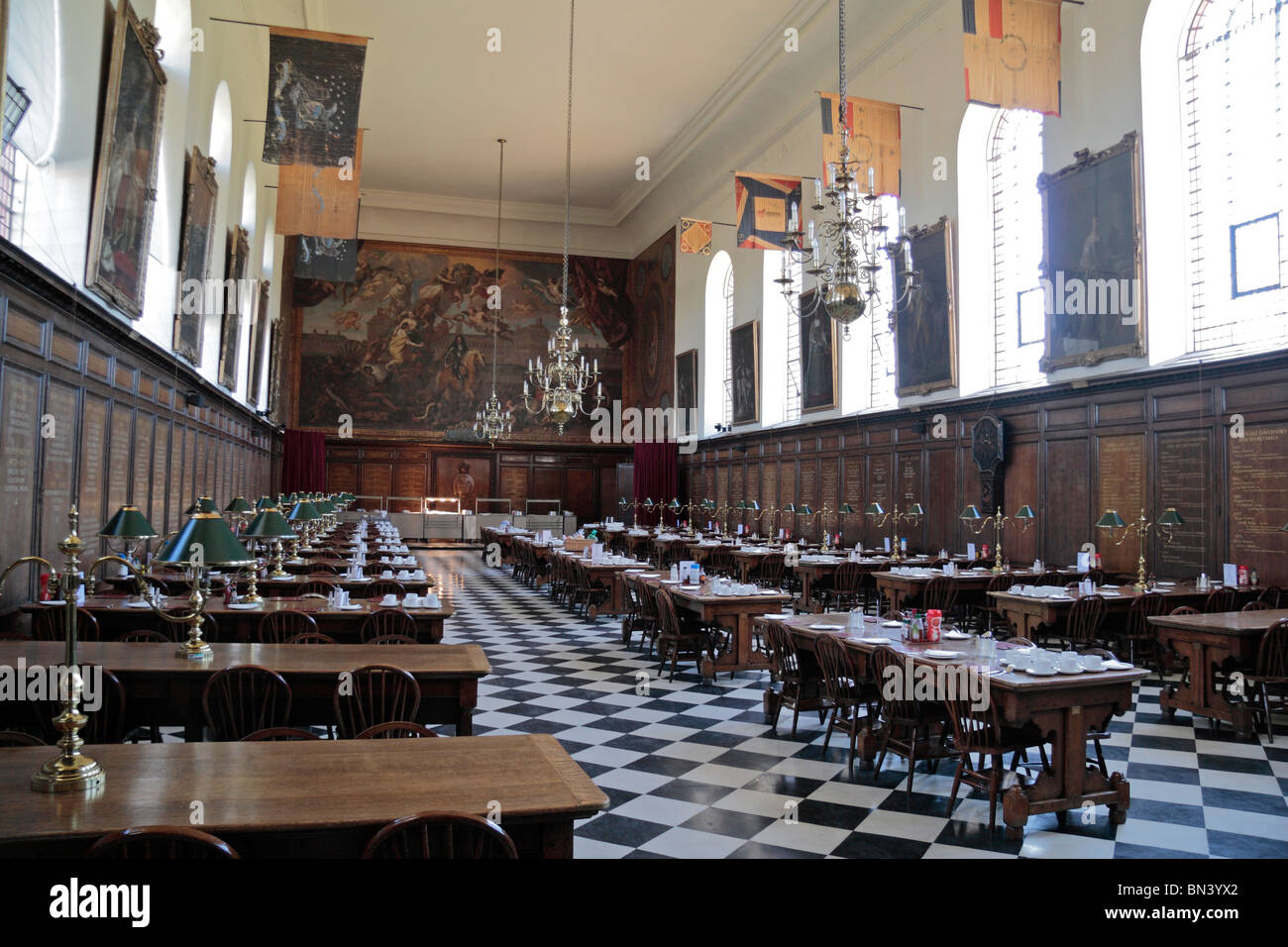 The interior of the Great Hall, at the Royal Hospital, Chelsea, London ...