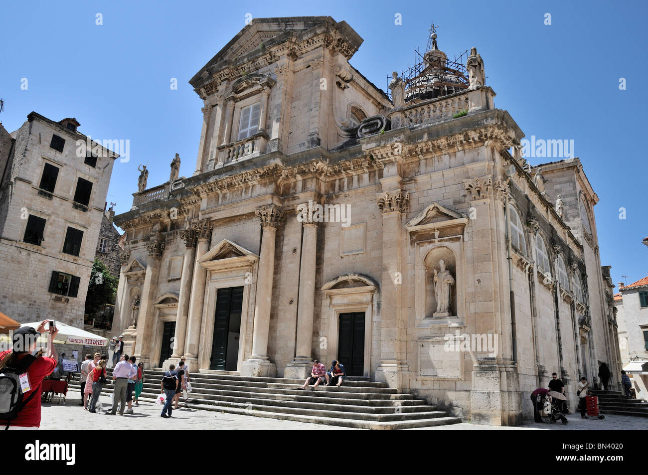 The Romanesque Baroque style Cathedral of the Assumption is decorated ...