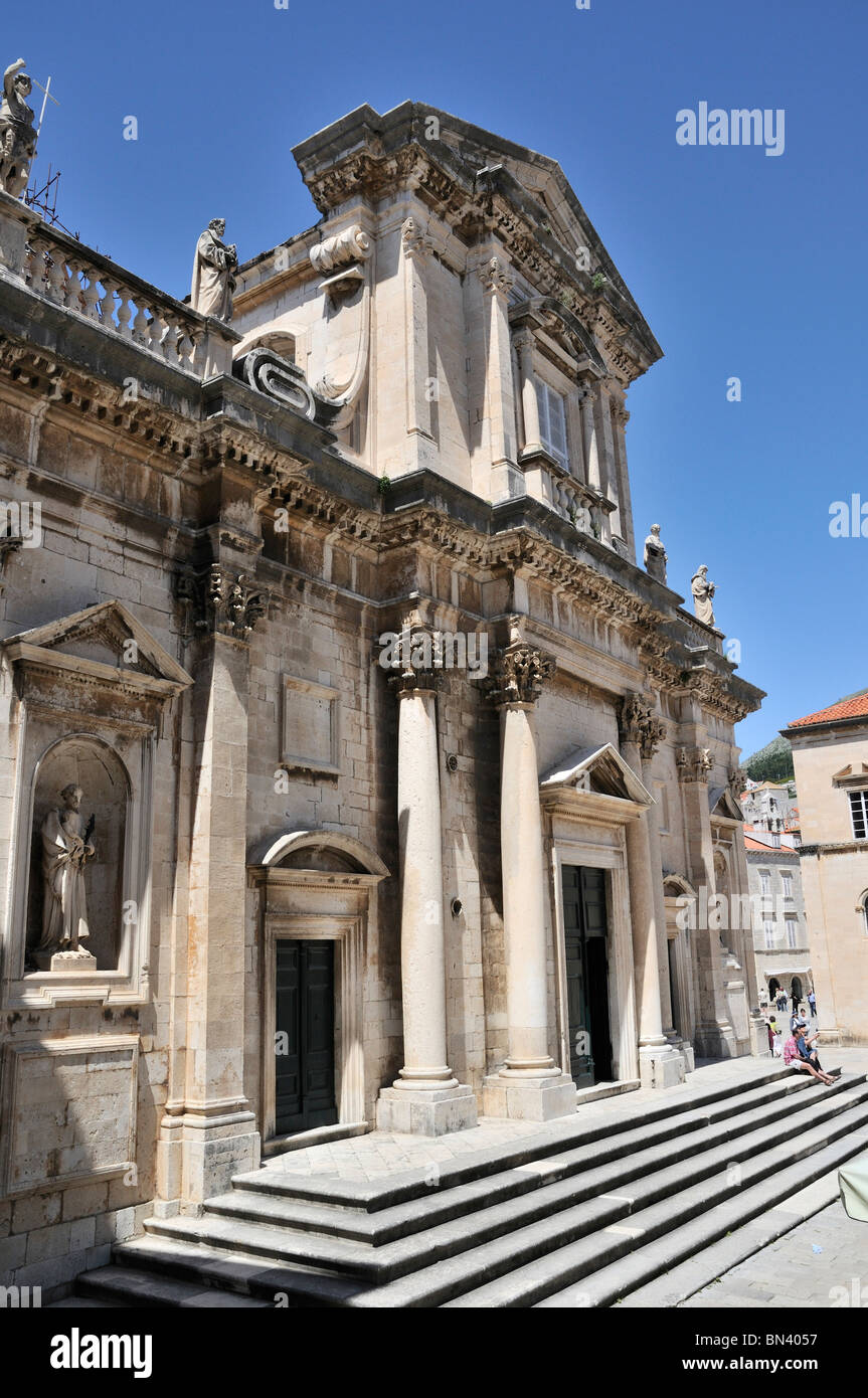 The wide steps of the impressive frontage of the Romanesque Baroque ...