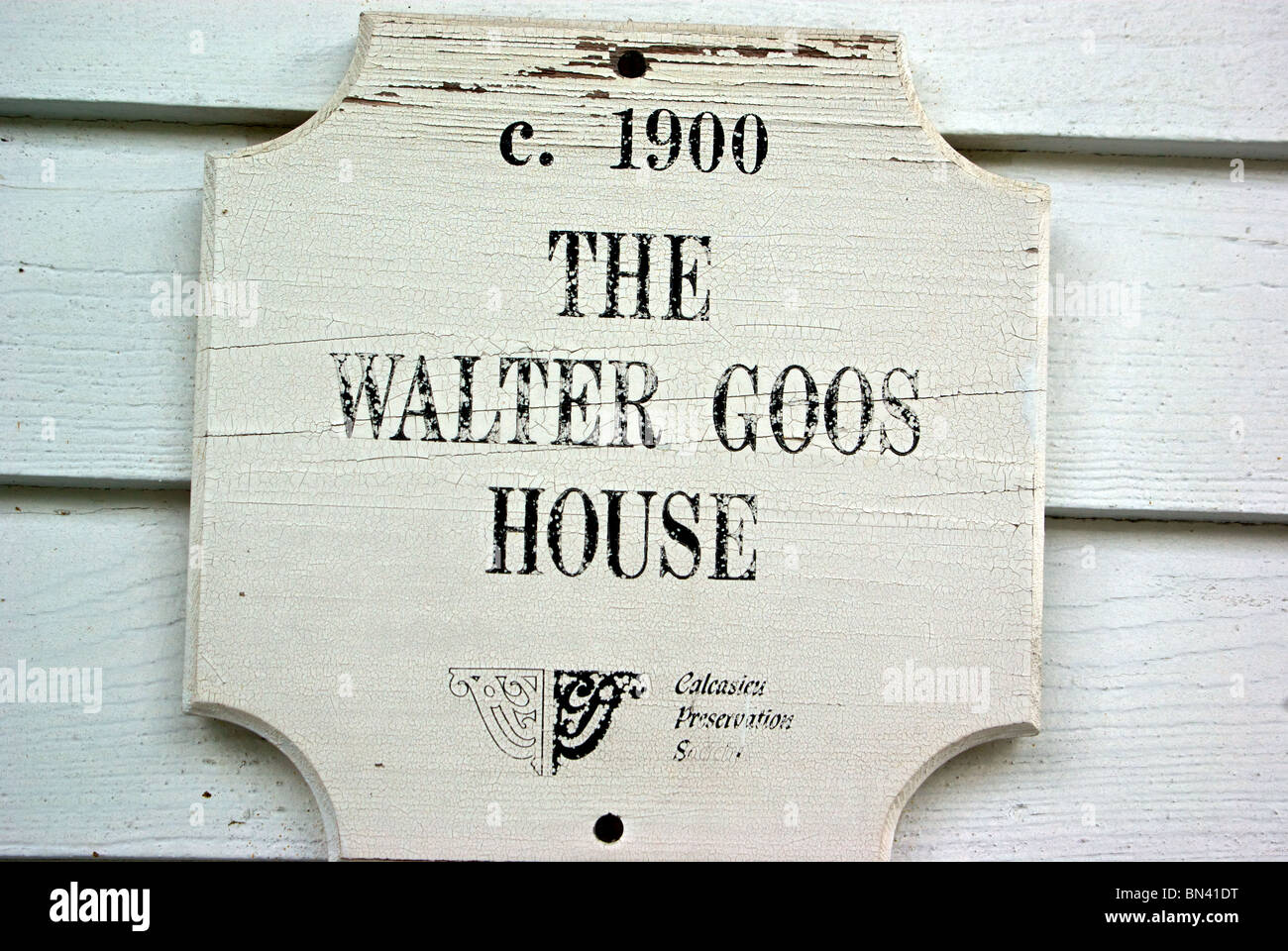Wooden Calcasieu Preservation Society sign The Walter Goos Heritage ...