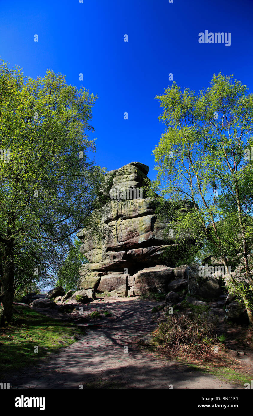 Summer Landscape view Gritstone rock formations Brimham Rocks ...