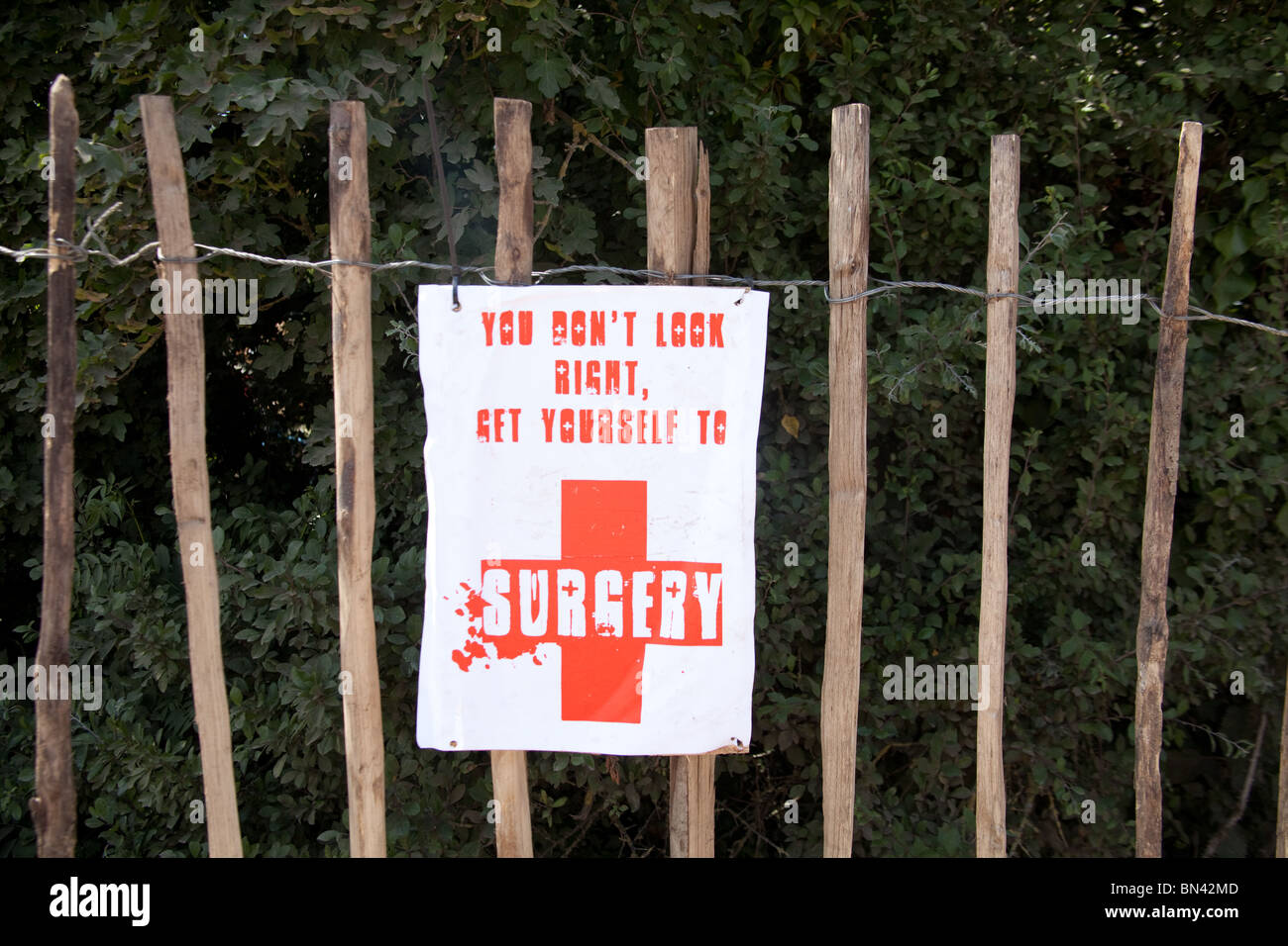 Surgery sign at the Glastonbury Festival 2010 Stock Photo - Alamy