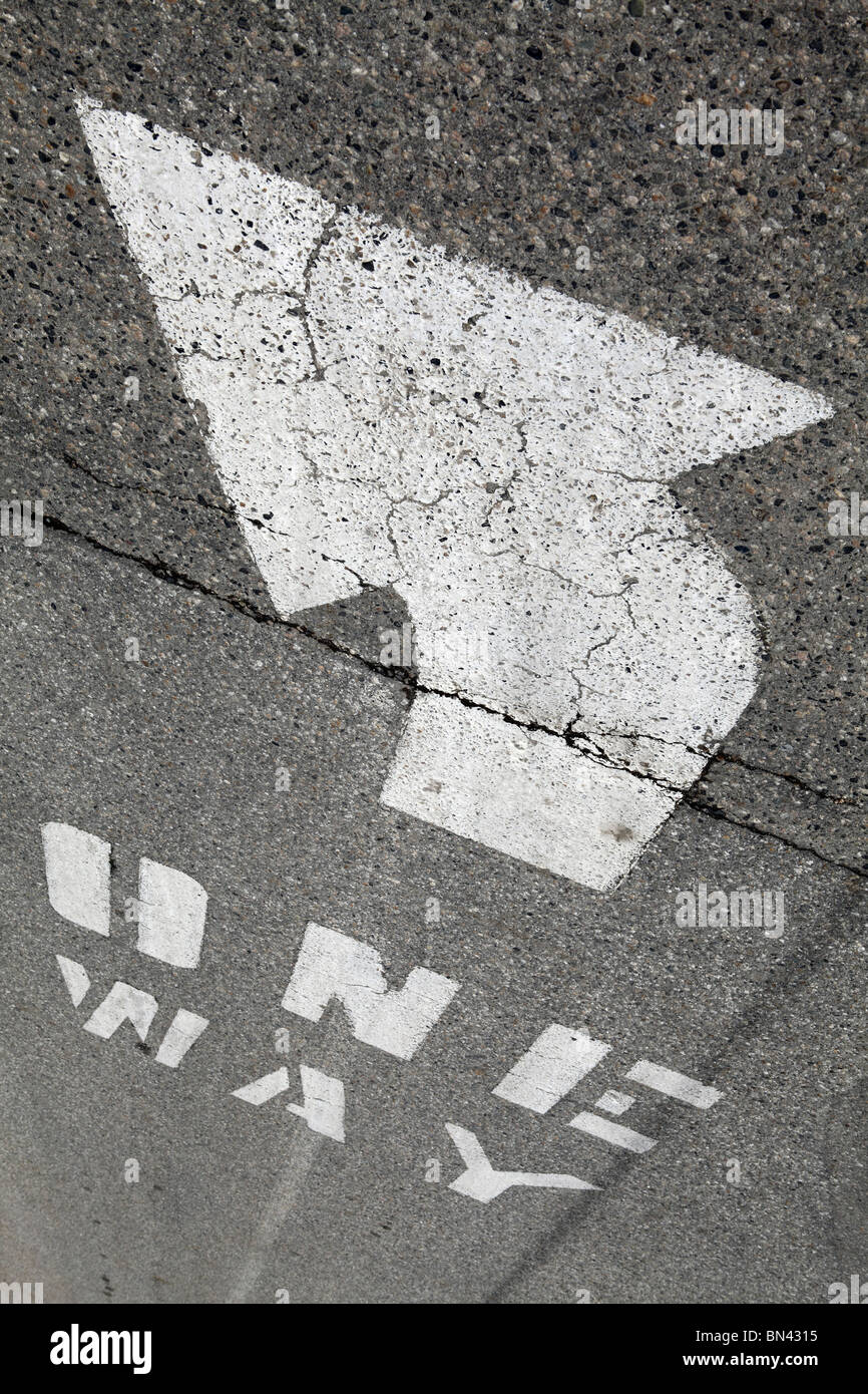 Painted road sign on tarmac - Sicamous - Shuswap Lake Channel - Trans ...