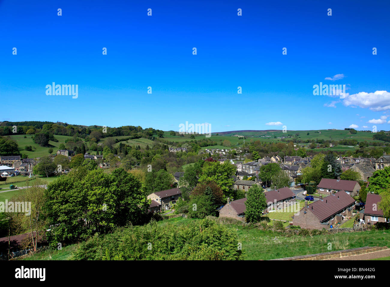 A summer picturesque view of Pateley Bridge Village, Nidderdale ...