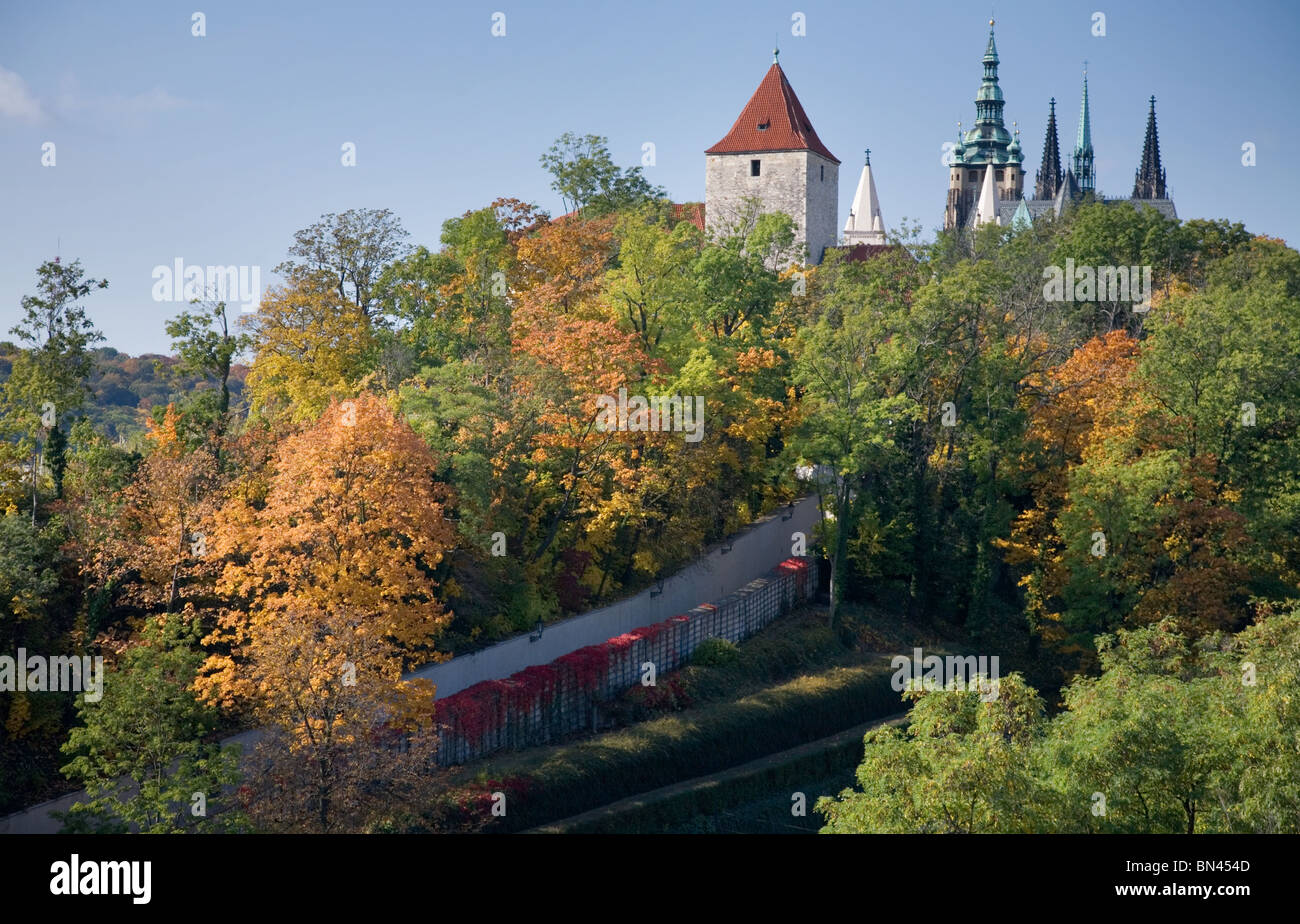 View of the Castle through a forest, Prague Stock Photo - Alamy