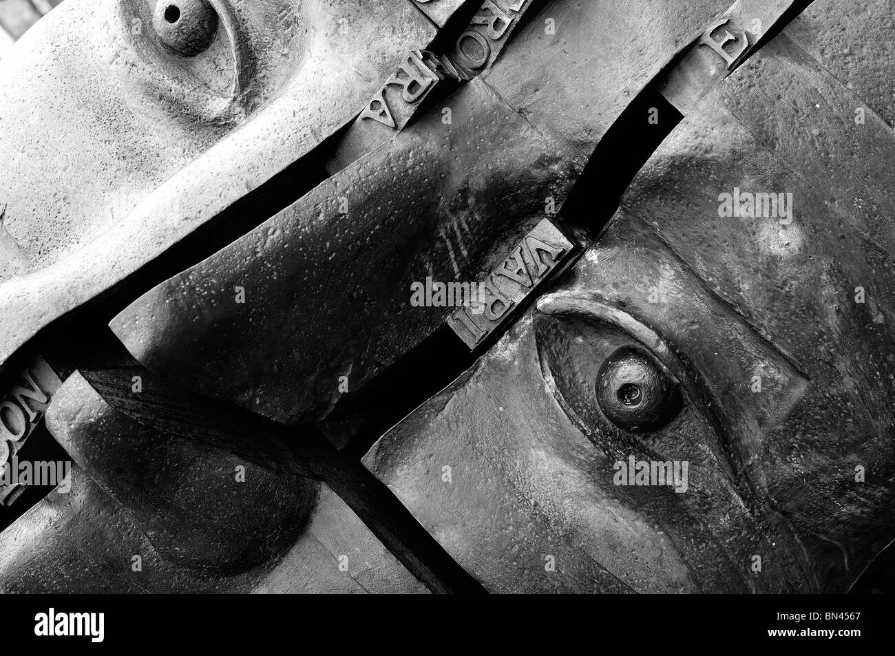 Metal Face sculpture in London Stock Photo - Alamy