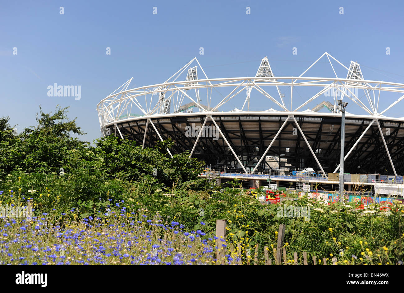 London Olympic Stadium under construction, located in East London ...