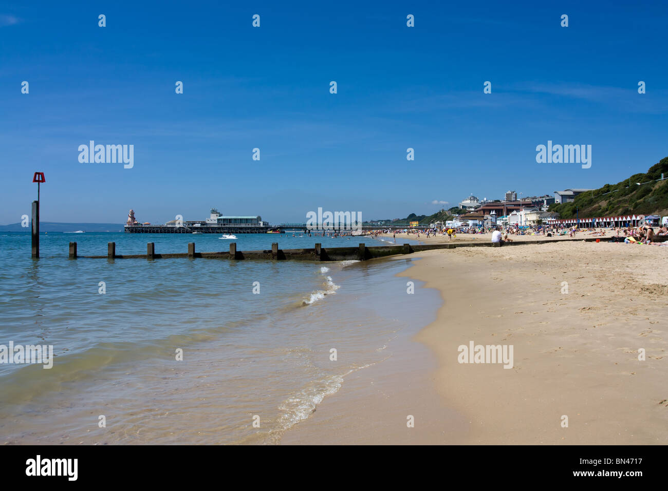 Bournemouth beach and pier, Dorset on the English south coast in summer ...