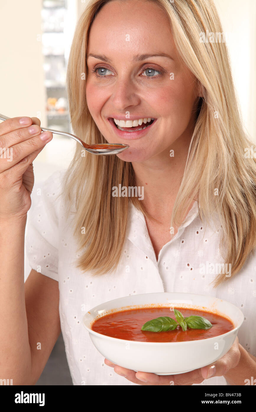 Soup eating female hi-res stock photography and images - Alamy