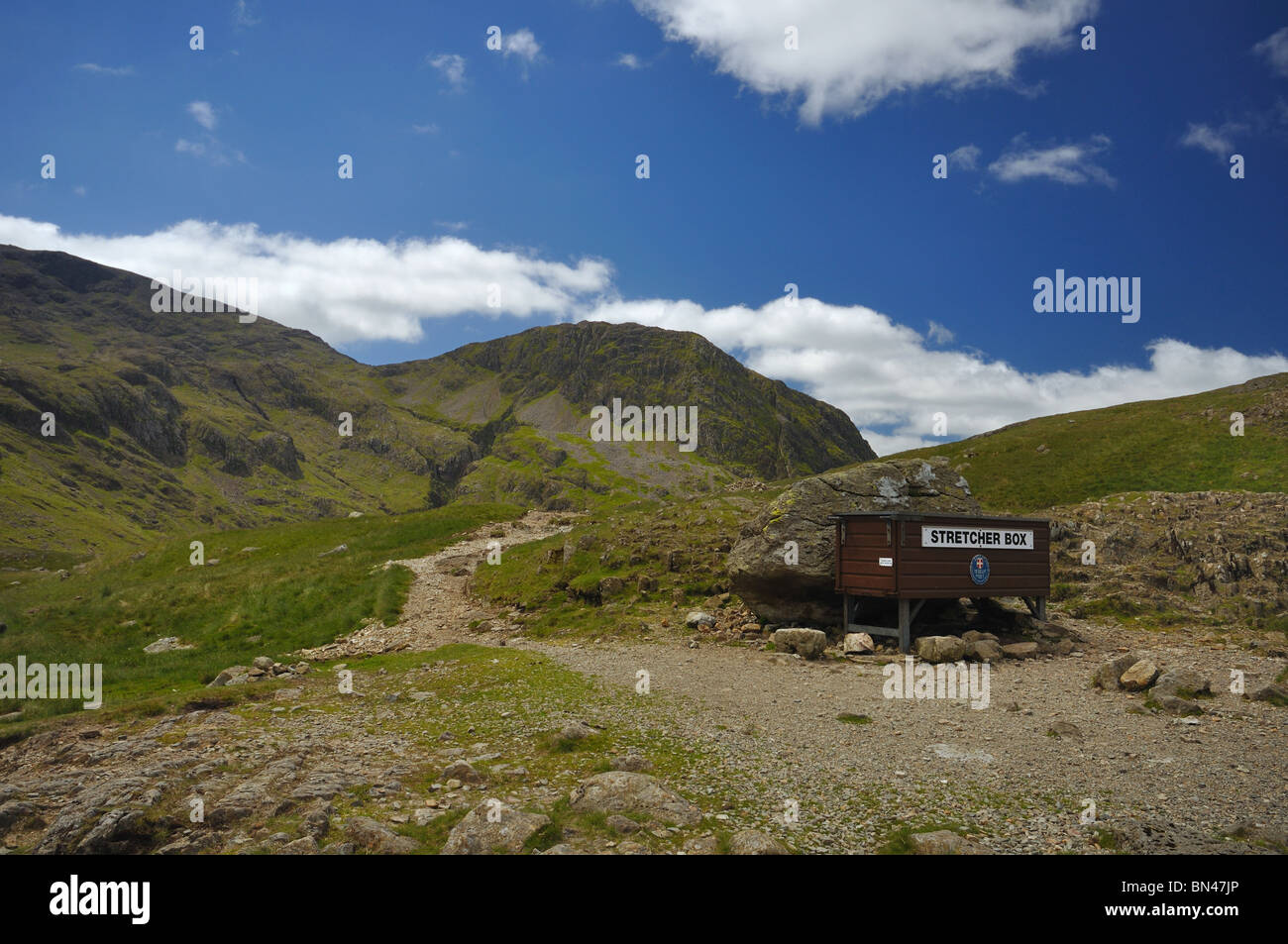 The mountain rescue box at Sty Head Pass Borrowdale Lake District Stock ...