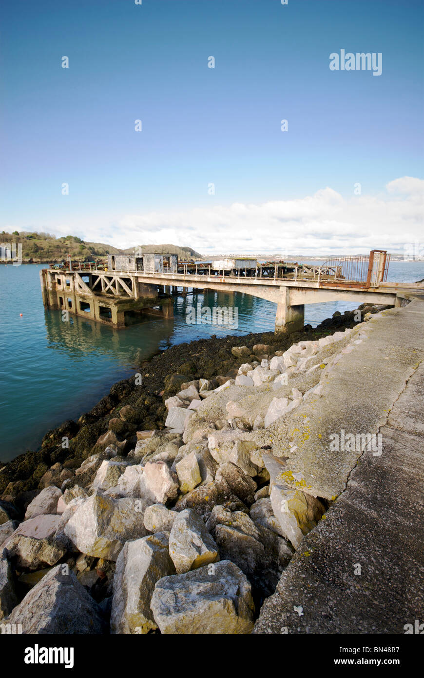 Brixham Devon UK Harbor Harbour Derelict Pier Stock Photo - Alamy