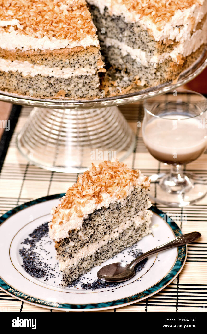 Slice of poppy seed Cake Stock Photo - Alamy