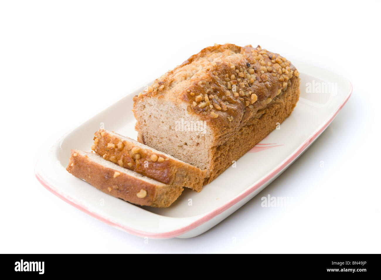 delicious bar cake on tray isolated on white background Stock Photo - Alamy