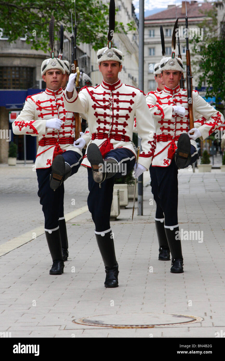 Bulgarian National Guard marching in dress uniform Stock Photo - Alamy