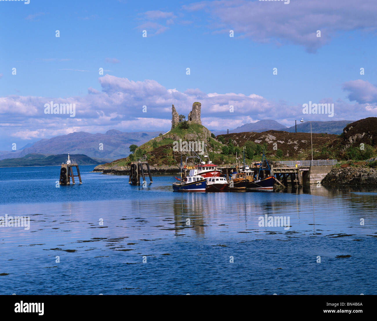 Skye - View of Castle Moil at Kyleakin overlooking the Kyle Akin strait ...