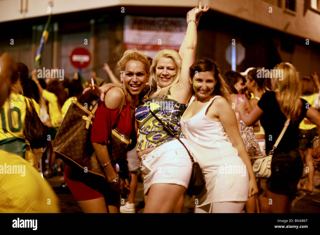 Brazil football fans celebrate world hi-res stock photography and ...