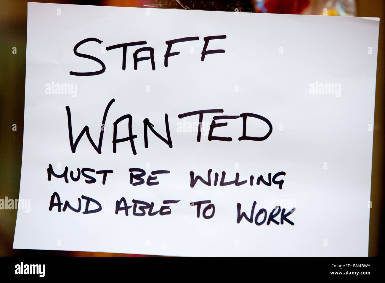 Staff wanted sign hi-res stock photography and images - Alamy