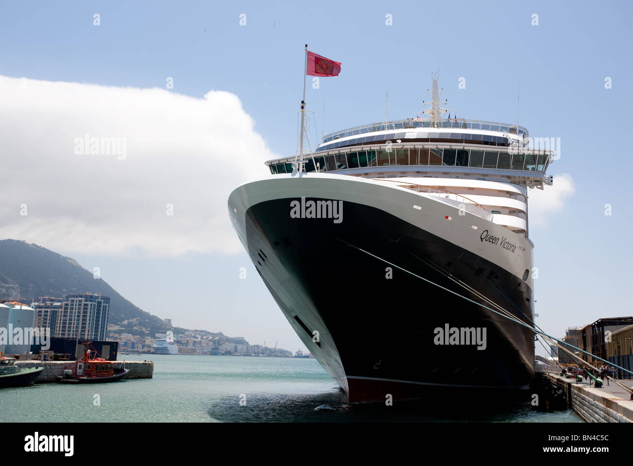 ship's BRIDGE on Cunard Liner "Queen Victoria" alongside Gibraltar ...