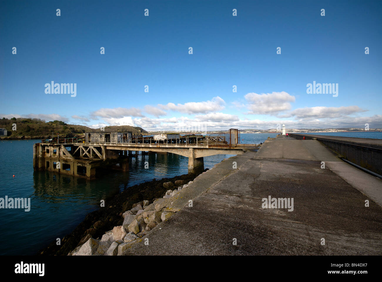 Brixham Devon UK Harbor Harbour Derelict Pier Stock Photo - Alamy