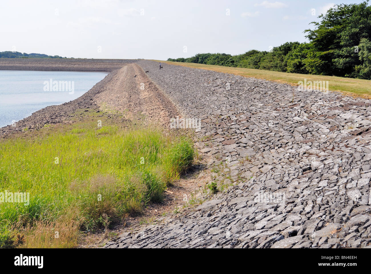 Low water level on Yarrow reservoir, Lancashire with marks showing ...