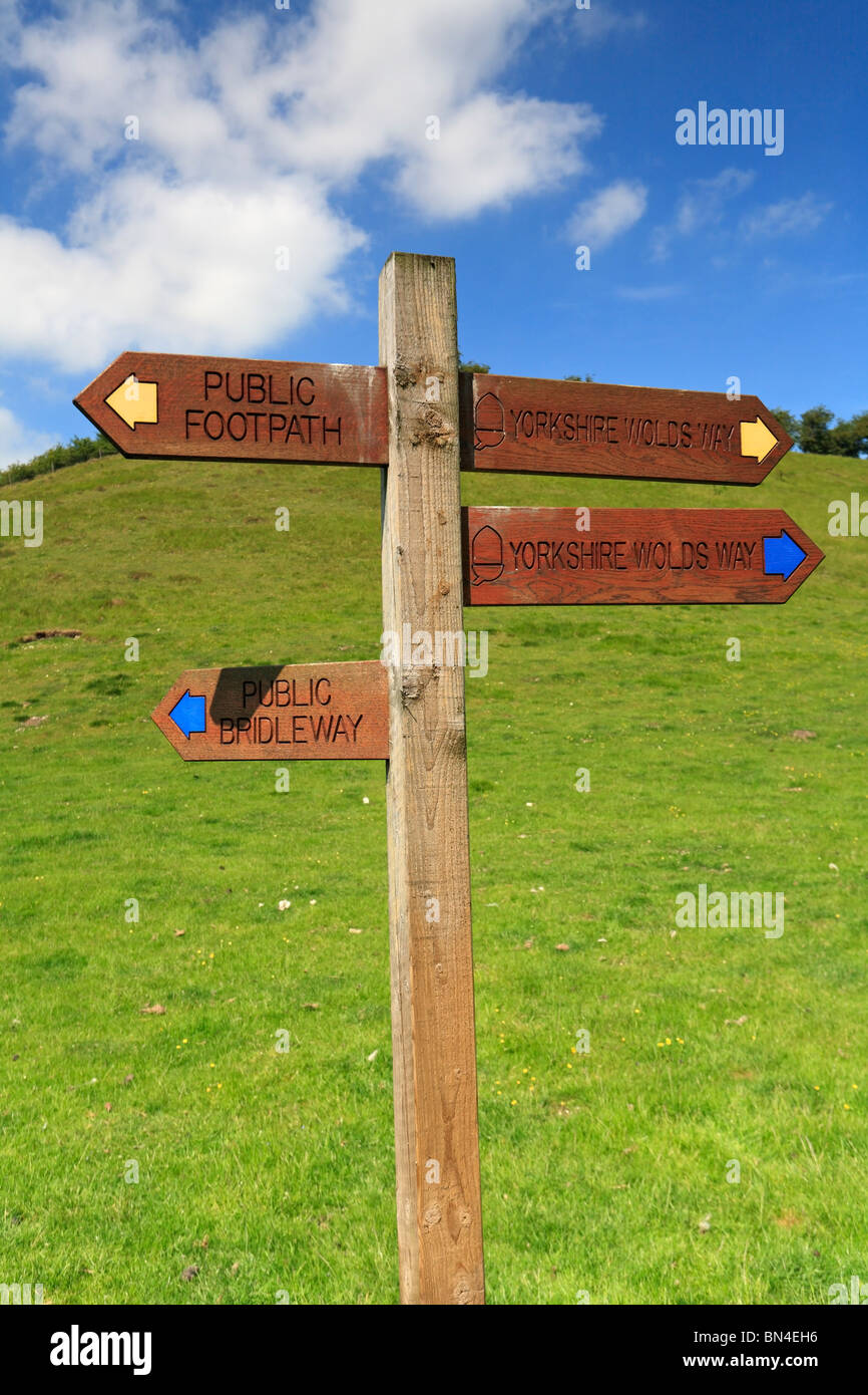 Yorkshire Wolds Way waymarker in Thixendale, North Yorkshire, England ...