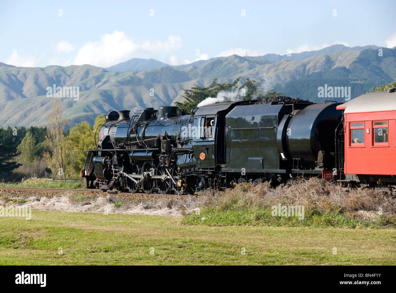 Ja Class Steam Locomotive, New Zealand Government Railways, near Levin ...