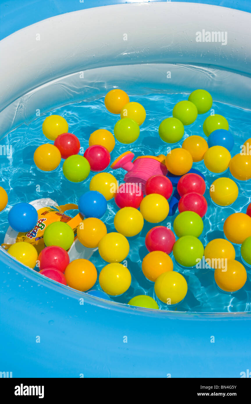 Coloured colourful Plastic Balls In A childs Childrens Paddling Pool ...