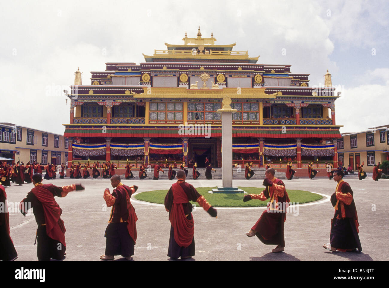Lamas perform ceremonial dances at Ralang monastery; south Sikkim ...