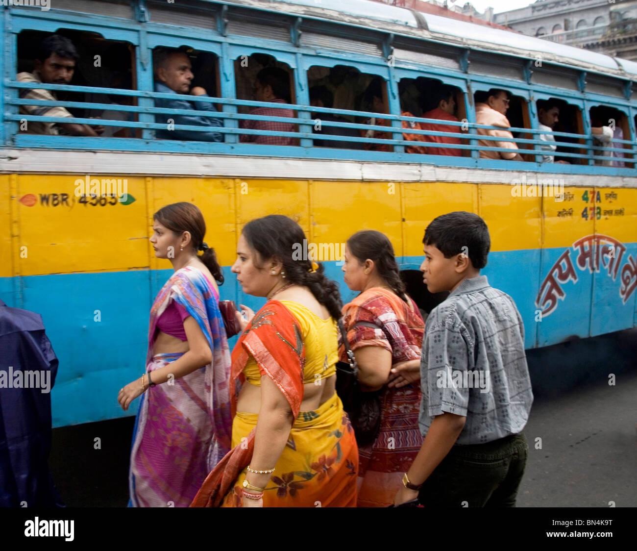 Street Scene ; local transportation ; Calcutta Kolkata ; West Bengal ...