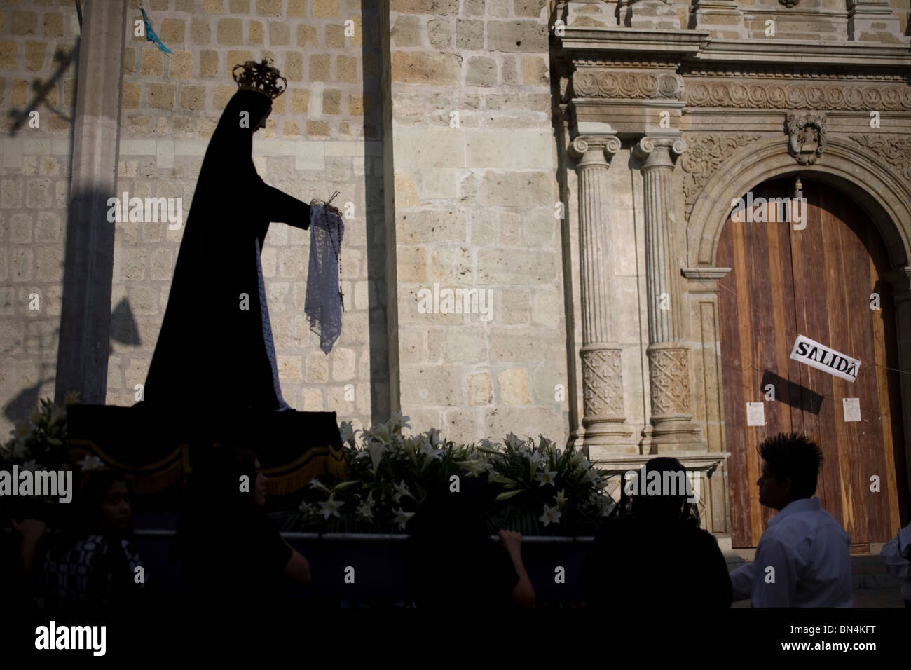 A Virgin Mary statue is displayed during holy week celebrations in ...