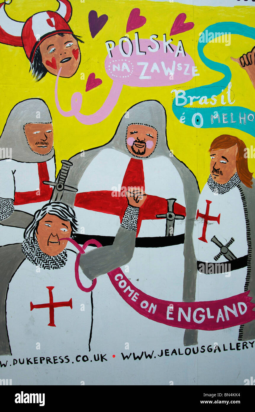 Street art showing English football supporters Stock Photo - Alamy