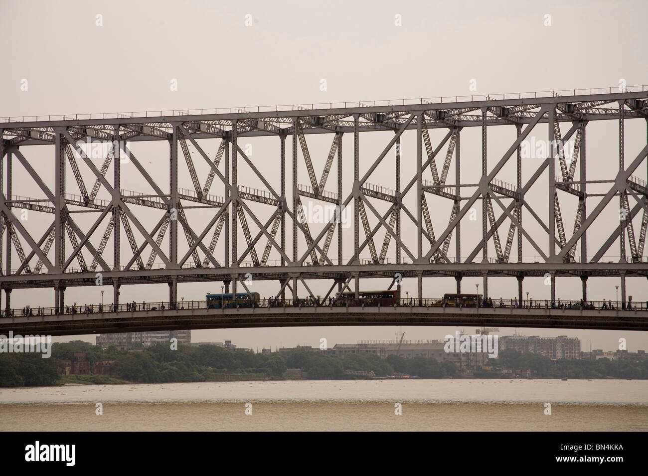View of Howrah Bridge now Rabindra Setu over River Hooghly ; Calcutta ...