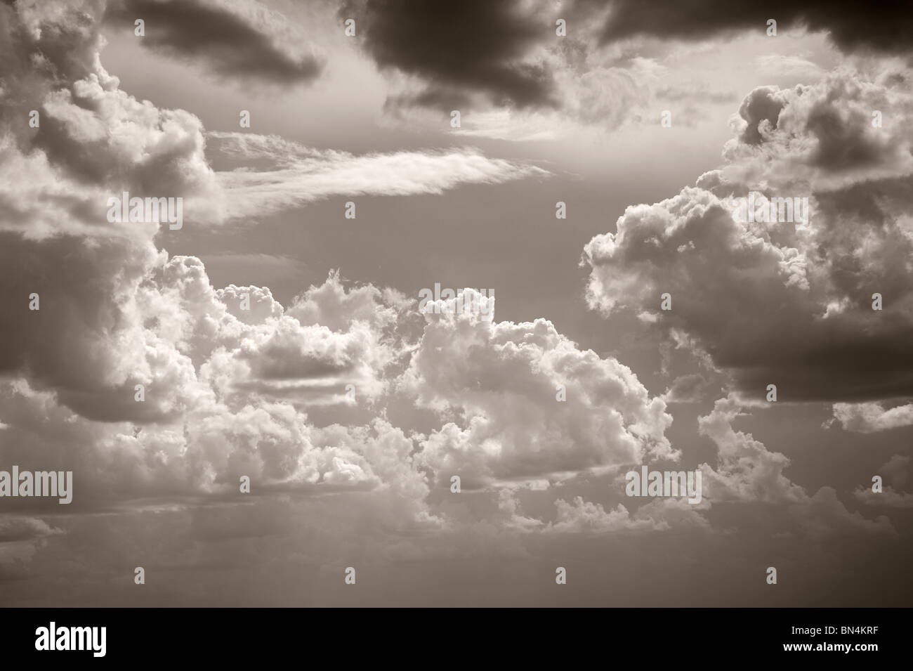 Black and White Sepia Toned Sky and Clouds Stock Photo - Alamy
