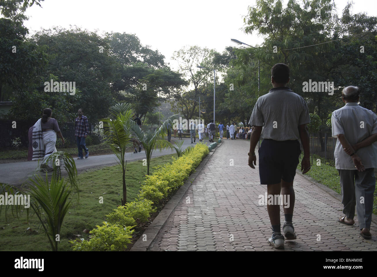 Jogging ; people taking morning walk ; walking track at Bara Bangla ...