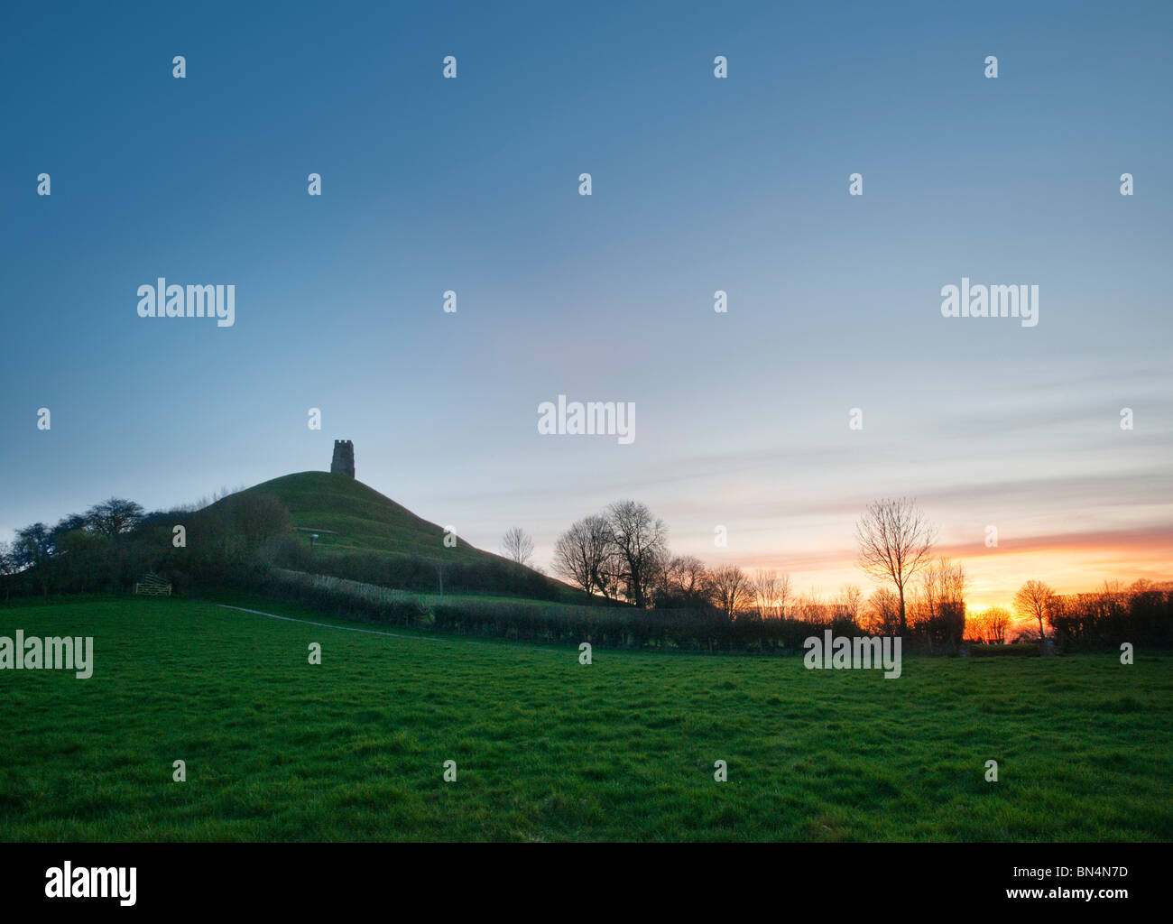 Glastonbury Tor at sunset Stock Photo - Alamy