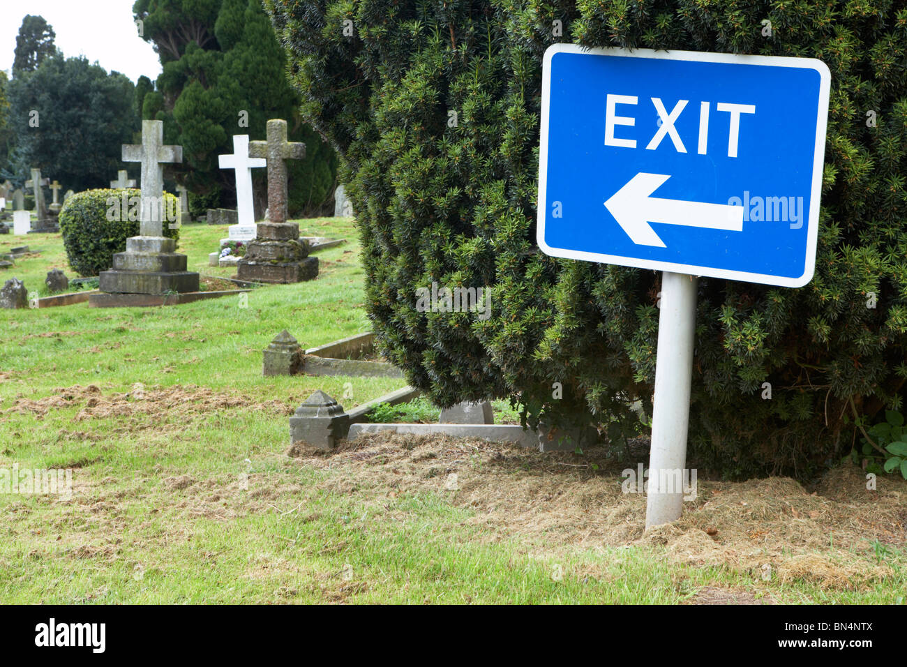 Exit sign relating to life Stock Photo - Alamy