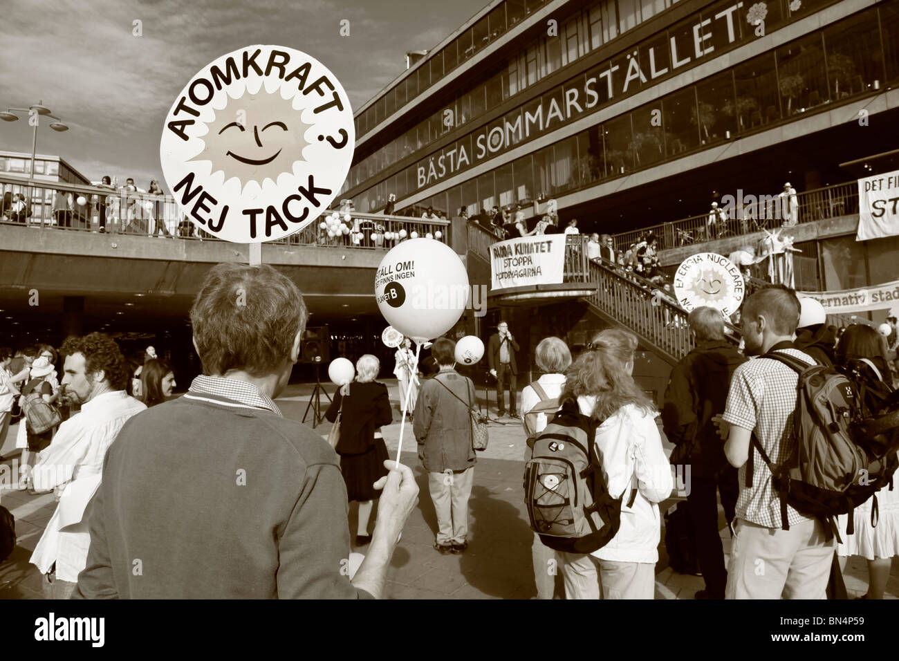No thanks to nuclear power demonstration Stock Photo - Alamy