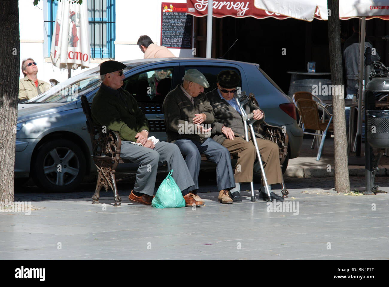 Elderly spanish men plaza hi-res stock photography and images - Alamy