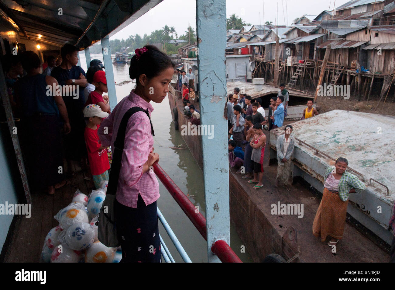 Myanmar. Burma. Kan Bat town. trip by public ferry to Labutta in the ...