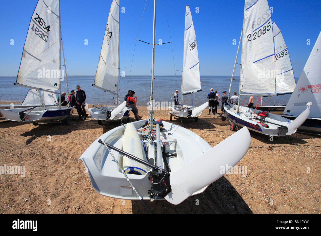 Laser sailing boats on beach hi-res stock photography and images - Alamy