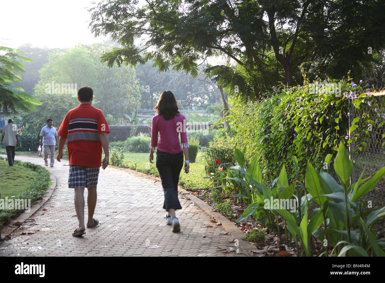 Jogging ; people taking morning walk ; walking track at Bara Bangla ...
