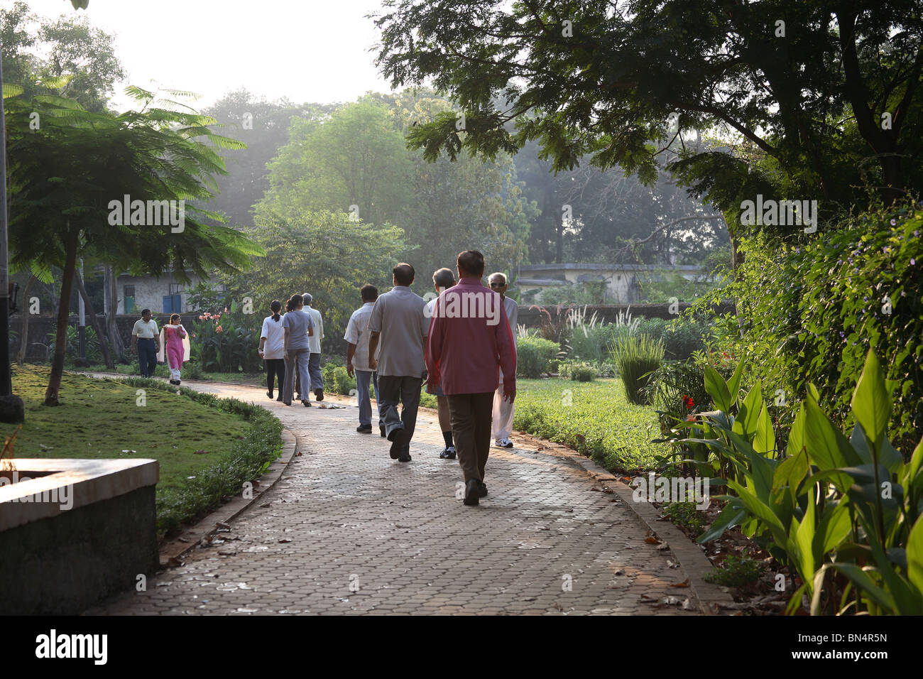 Jogging ; people taking morning walk ; walking track at Bara Bangla ...