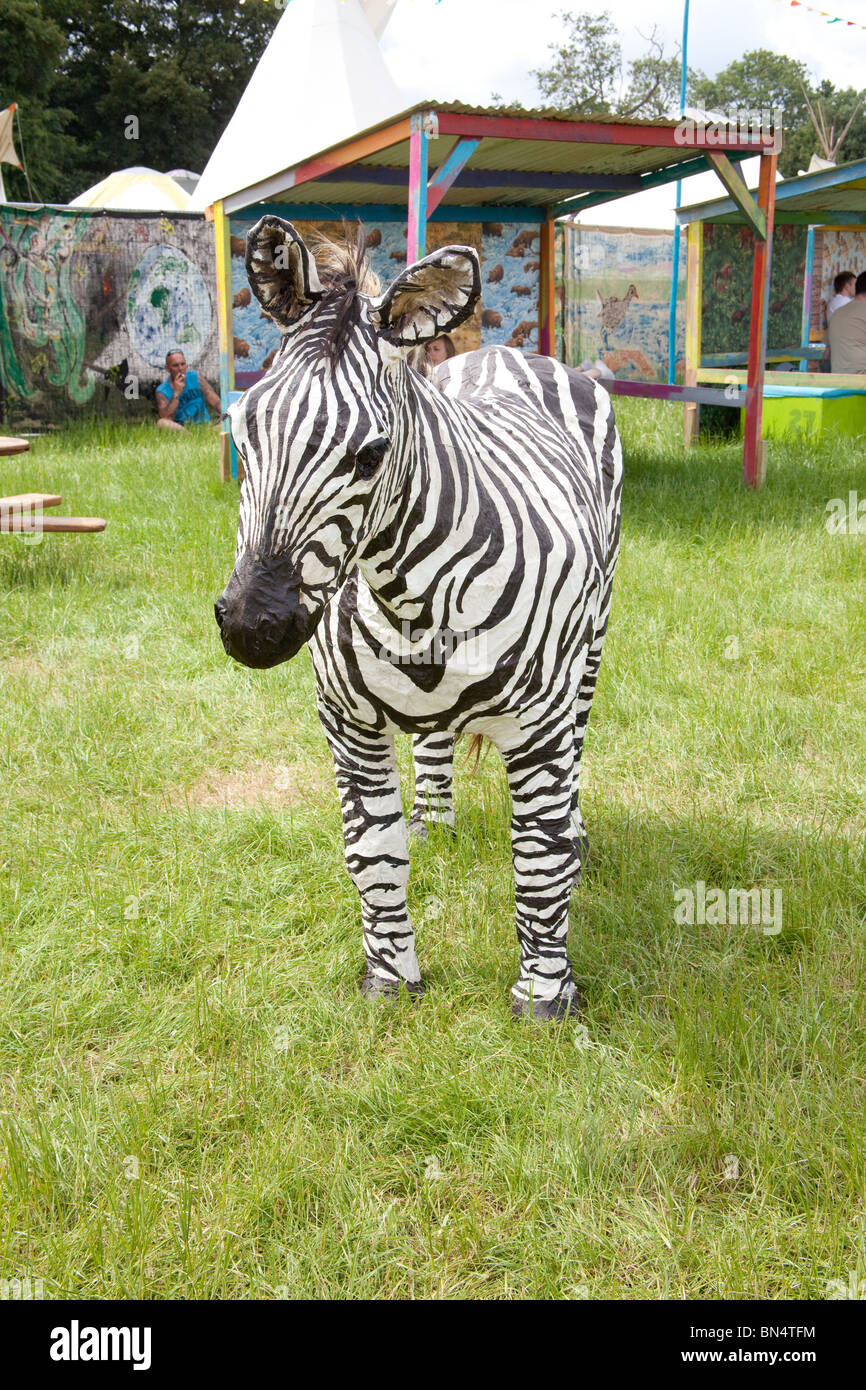 Zebra backstage at the Glastonbury festival 2010 Stock Photo - Alamy