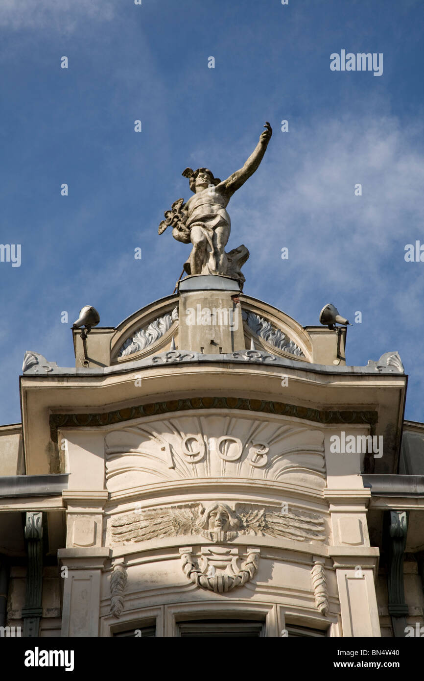 Statue on the merkur building in Ljubljana centre, Slovenia Stock Photo ...