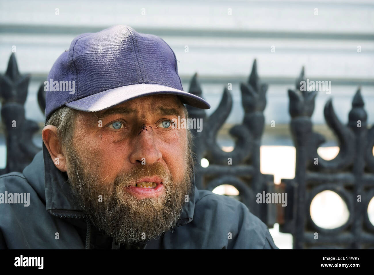 Homeless man on a city street Stock Photo - Alamy