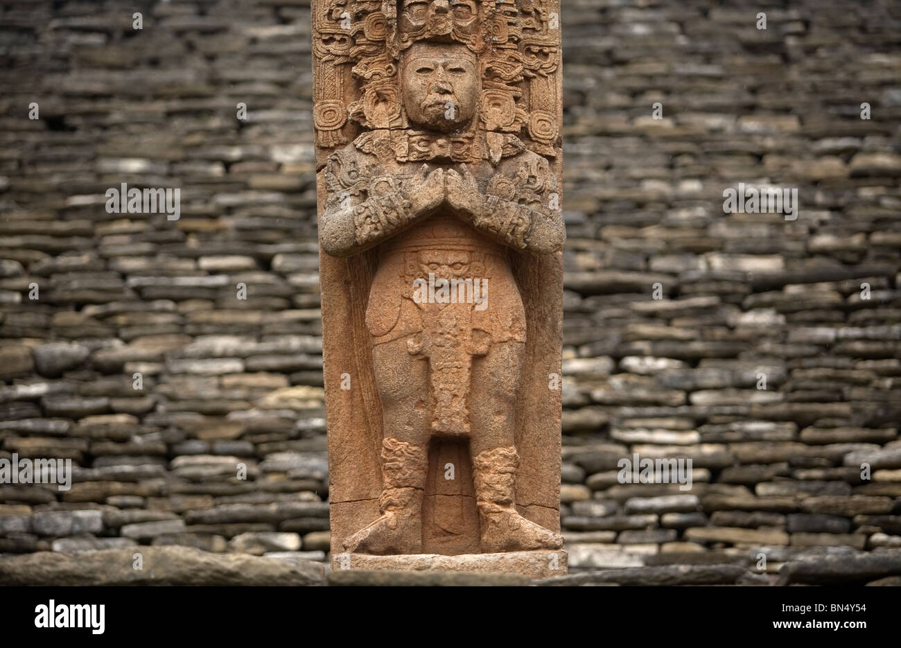 A stela representing the king Zots Choj Muan at the ancient Mayan city ...