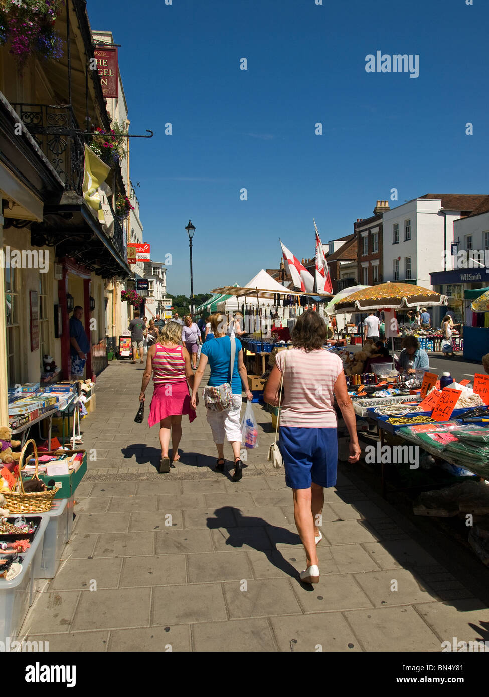 Saturday market Lymington High Street Hampshire England UK Stock Photo ...
