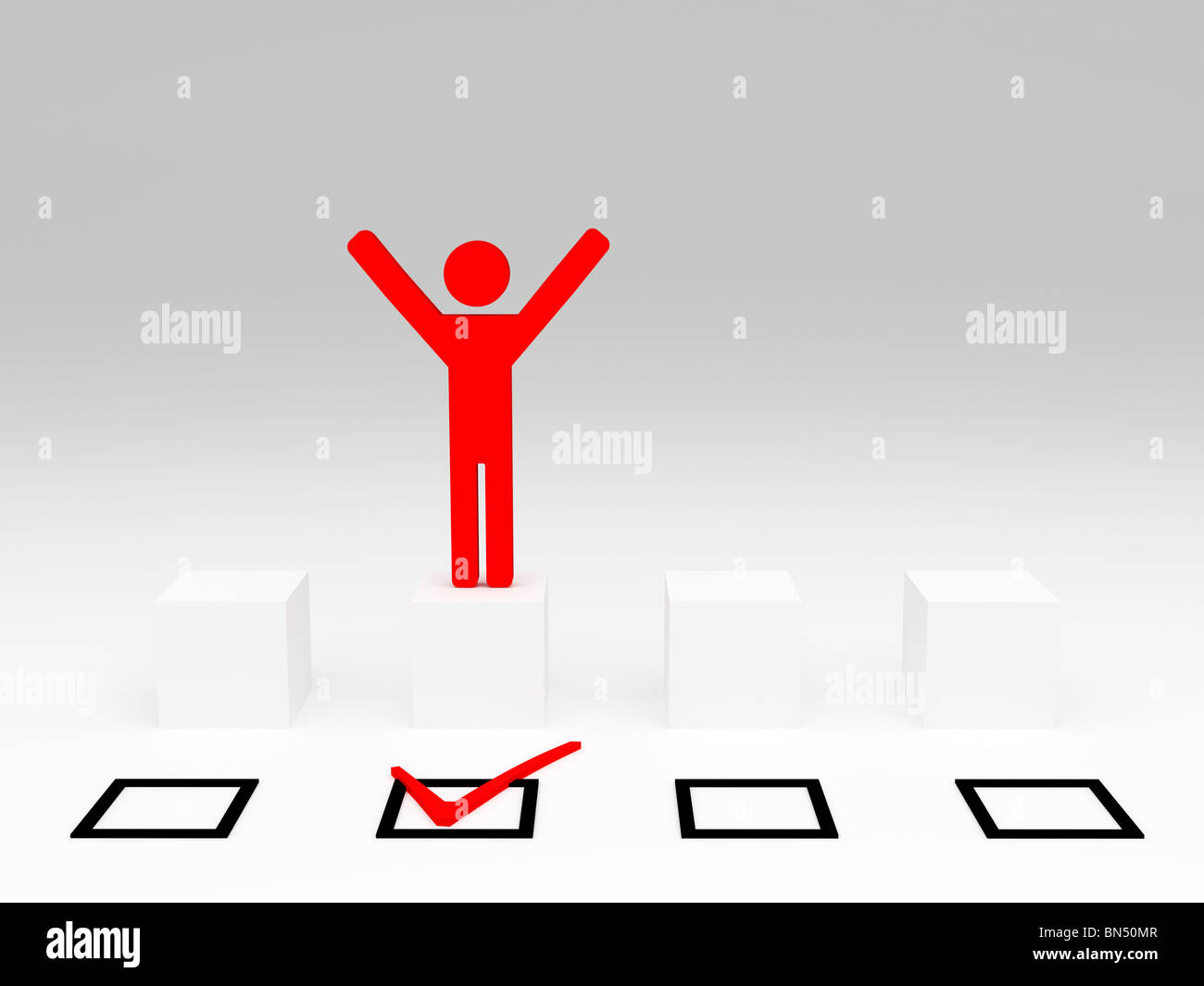 red winner model and chech mark selection on white Stock Photo - Alamy