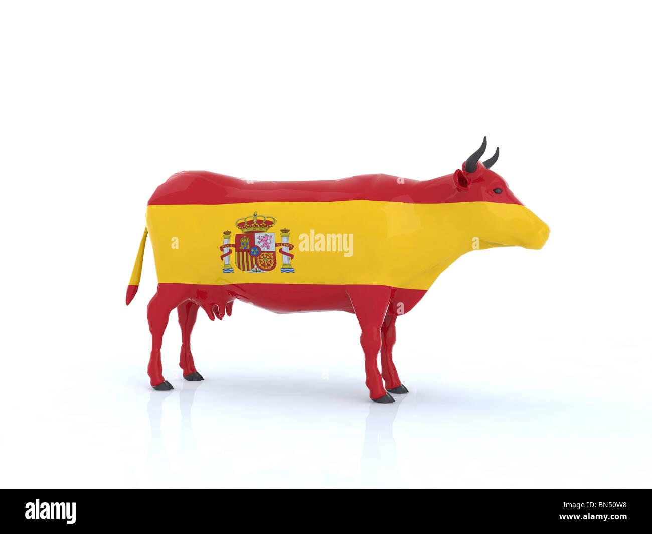 spanish cow 3d illustration Stock Photo - Alamy